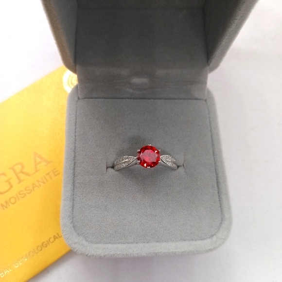 Jewelry | 1 Ct Red Moissanite Sterling Silver Ring | Poshmark